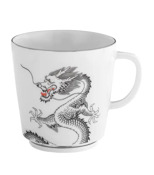 MEISSEN Porcelain-platinum Lucky Dragon Mug - Metallic