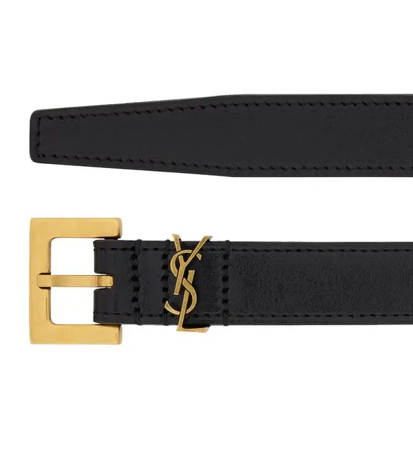 Saint Laurent Leather Monogram Belt