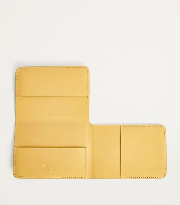 Jil Sander Leather Folded Card Holder - Yellow | Editorialist