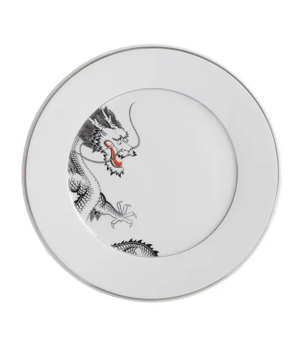 MEISSEN Porcelain-platinum Lucky Dragon Dessert Plate - Metallic
