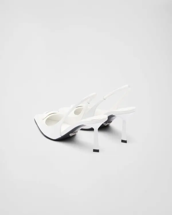 Prada Brushed Leather Slingback Pumps - White