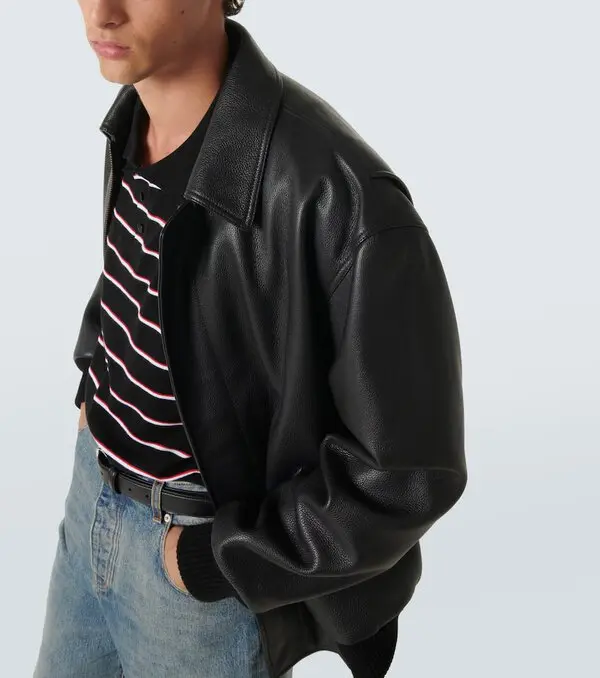 Loewe Leather Bomber Jacket In Black - 40% Off | Editorialist