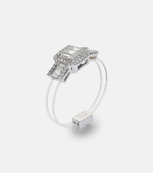 PERSEE Floating Diamond Ring In 18kt White Gold - Silver