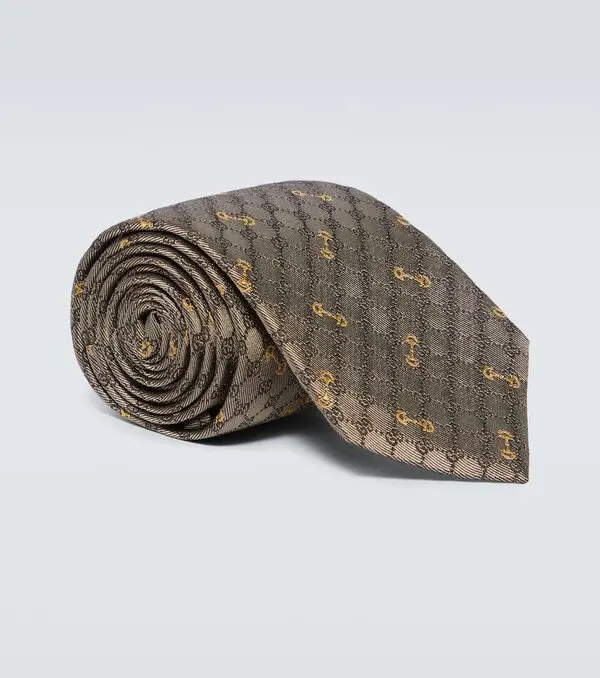 Gucci Gg Silk Jacquard Neck Tie - Neutrals