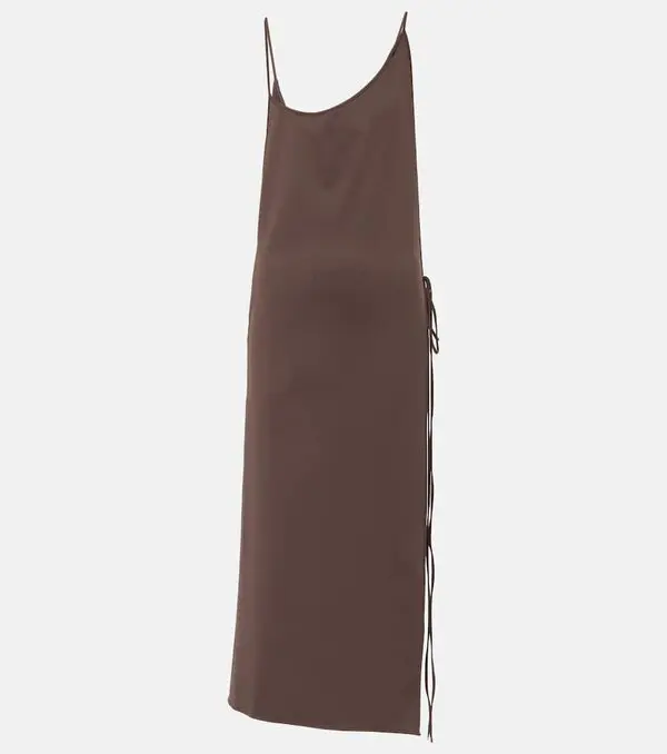 Attico Side-slit Gathered Midi Dress - Brown