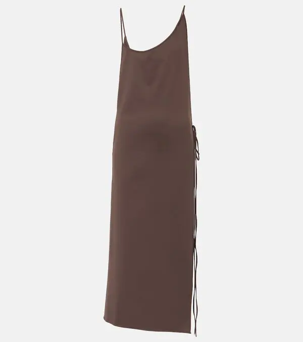 Attico Side-slit Gathered Midi Dress - Brown