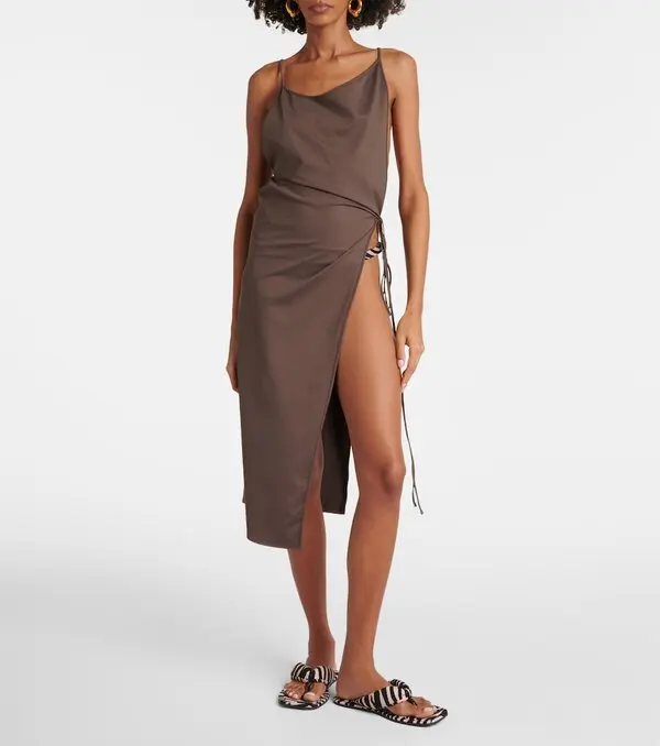 Attico Side-slit Gathered Midi Dress