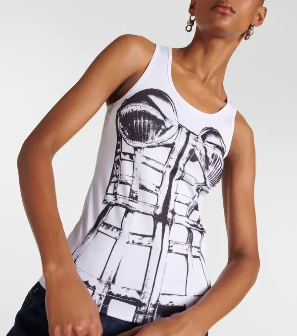 Jean Paul Gaultier Cage Trompe L'Oeil Tank Top In White - 30% Off