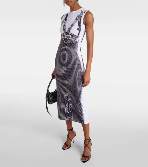 JEAN PAUL GAULTIER Trompe L'œil Jersey Midi Dress