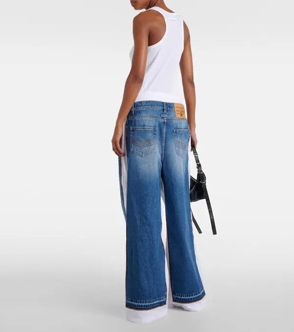 JEAN PAUL GAULTIER Paneled Mid-rise Wide-leg Jeans