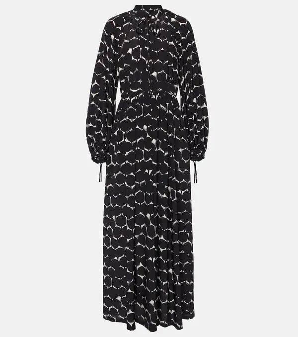 Max Mara Urbania Printed Silk Maxi Dress - Black
