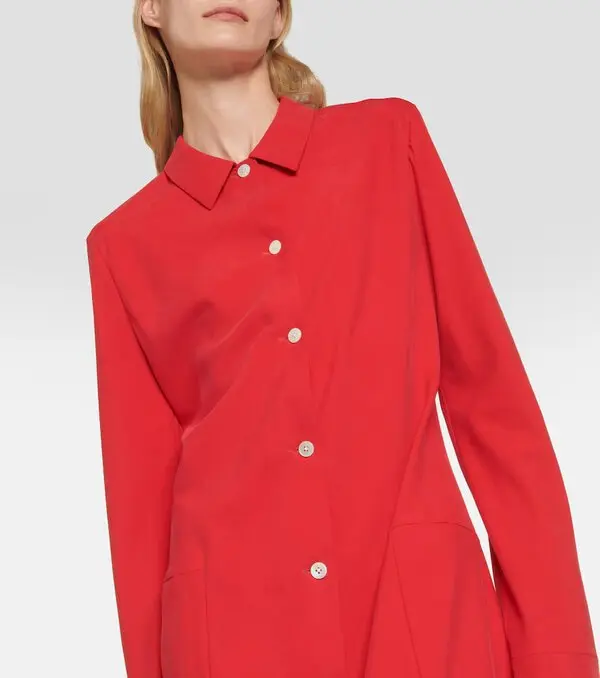 THE ROW Myra Silk Shirt Dress - Red