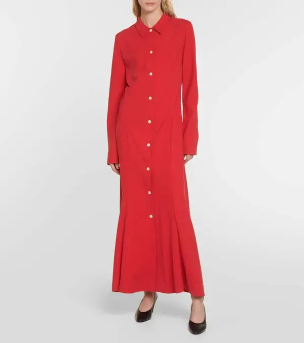 THE ROW Myra Silk Shirt Dress - Red