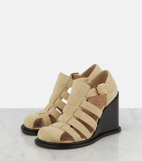 Loewe Campo Suede Wedge Sandals