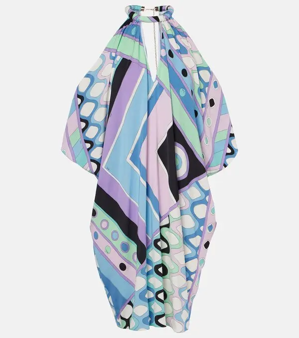 Emilio Pucci Vivara-print Jersey Satin Kaftan - Blue