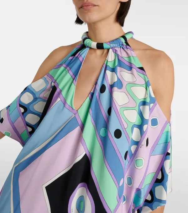 Emilio Pucci Vivara-print Jersey Satin Kaftan - Blue