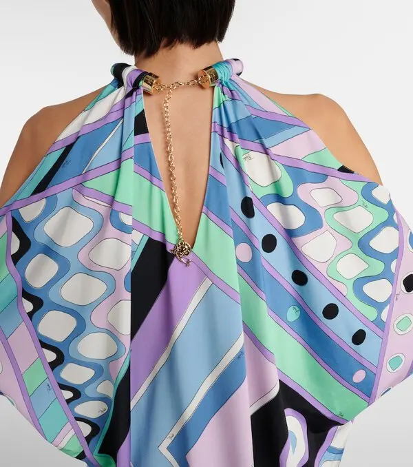 Emilio Pucci Vivara-print Jersey Satin Kaftan - Blue