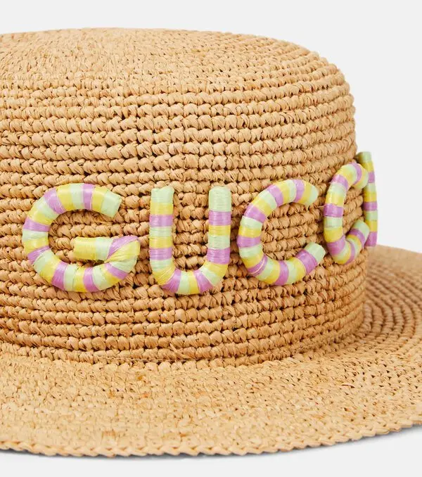 Gucci Beige Straw Bucket Hat with Gold Double G Pin Gucci Double G Straw Hat - Neutrals | Editorialist main image 2