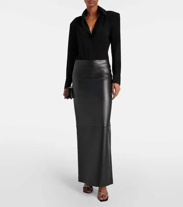 MONOT Mônot Low-rise Leather Maxi Skirt