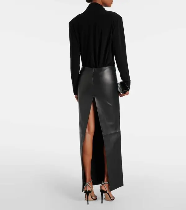 MONOT Mônot Low-rise Leather Maxi Skirt