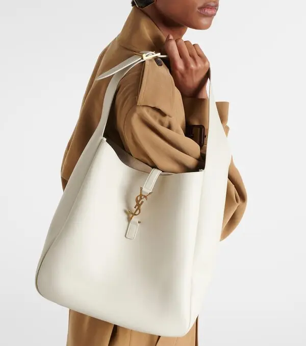 Saint Laurent Le 5 à 7 Supple Large Leather Shoulder Bag - White