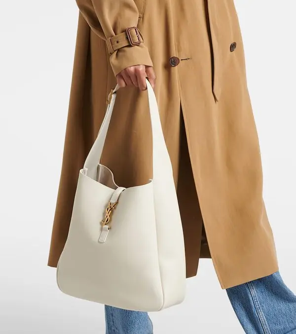 Saint Laurent Le 5 À 7 Supple Large Leather Shoulder Bag - White