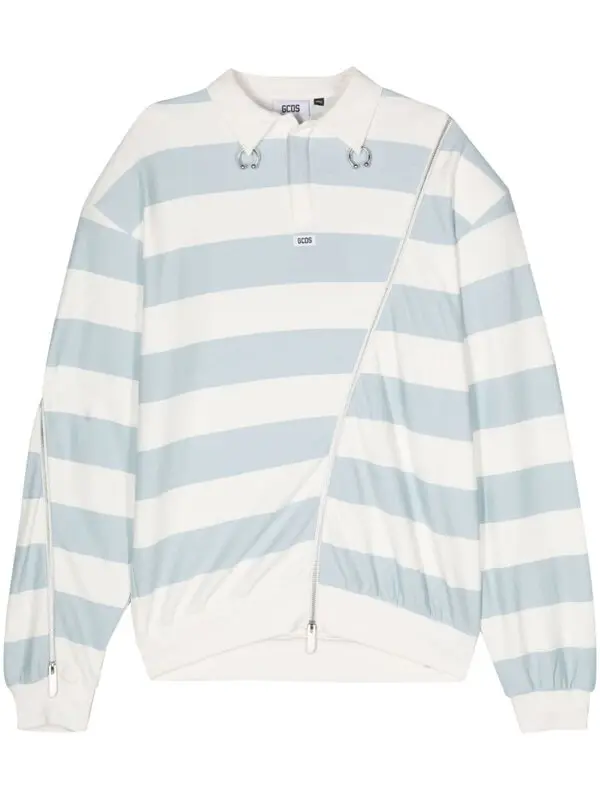 Gcds Striped Jersey Polo Shirt - Blue