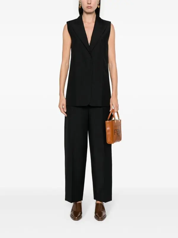 Fendi Pressed-crease Tapered Trousers - Black