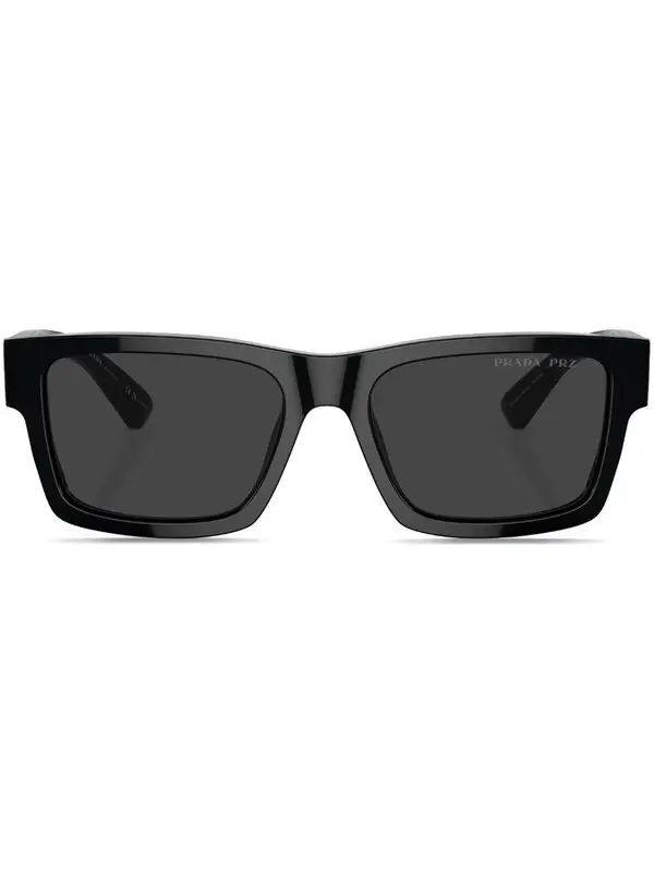 Prada Logo-engraved Rectangle Sunglasses - Black