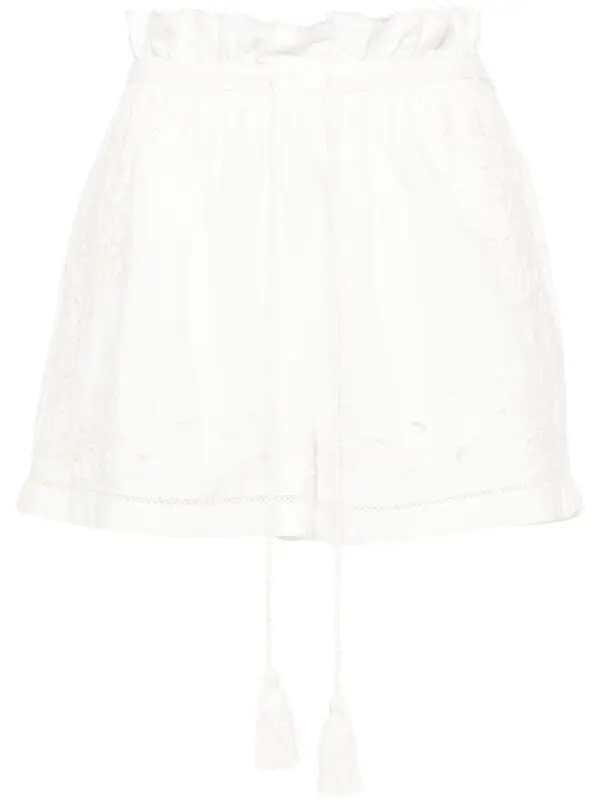 TWINSET Broderie-anglaise Paperbag Waist Shorts - White