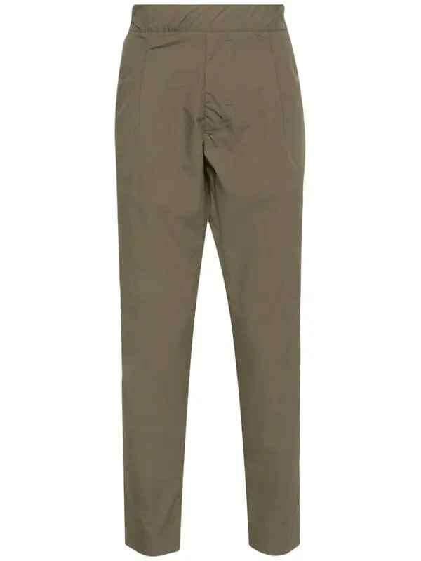 LOW BRAND Poplin Pleated Tapered Trousers - Green