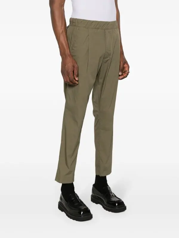 LOW BRAND Poplin Pleated Tapered Trousers - Green