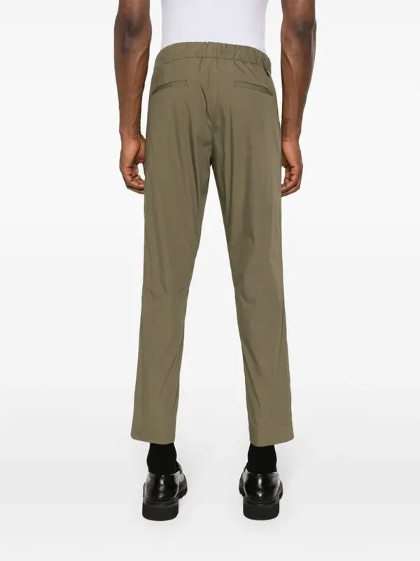 LOW BRAND Poplin Pleated Tapered Trousers - Green