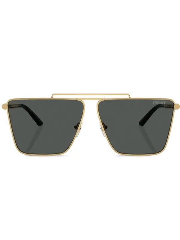 Versace Tubular Greca Square-frame Sunglasses - Gold