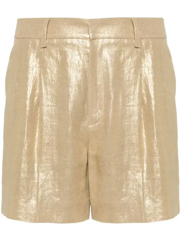 Ralph Lauren Beverleigh Foiled Linen Shorts - Gold