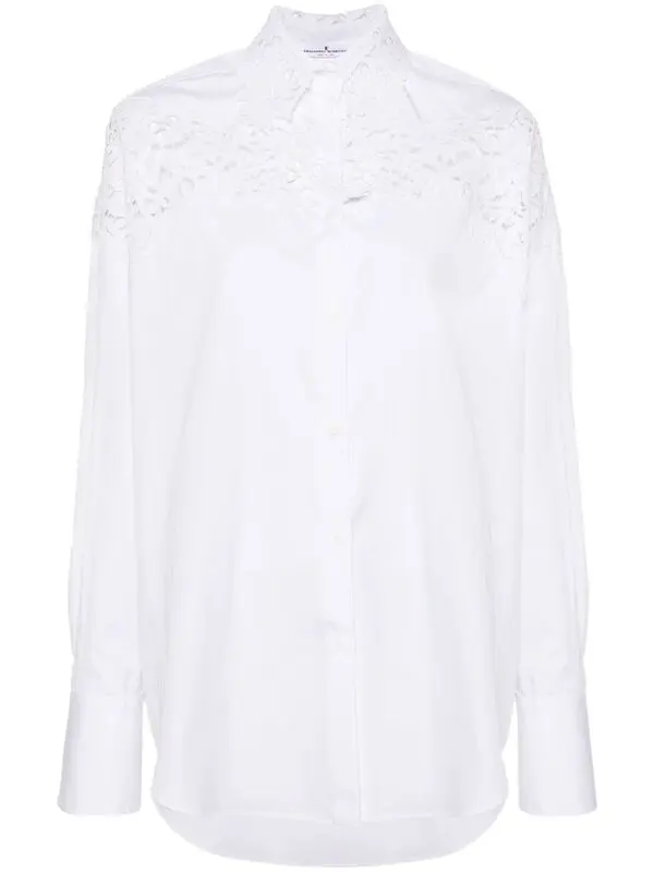 Ermanno Scervino Lace-panelling Poplin Shirt - White