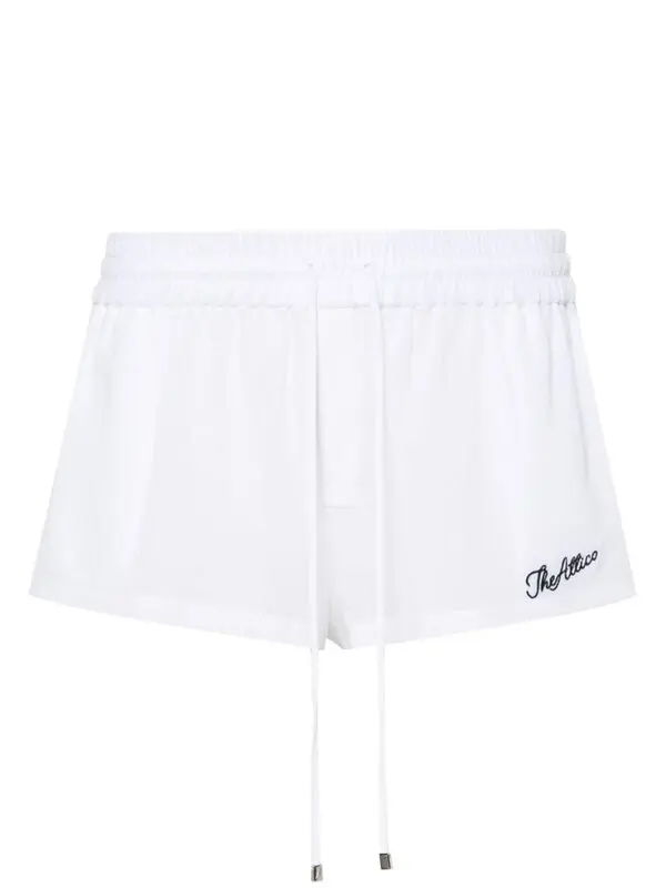 Attico Logo-embroidered Cotton Shorts - White
