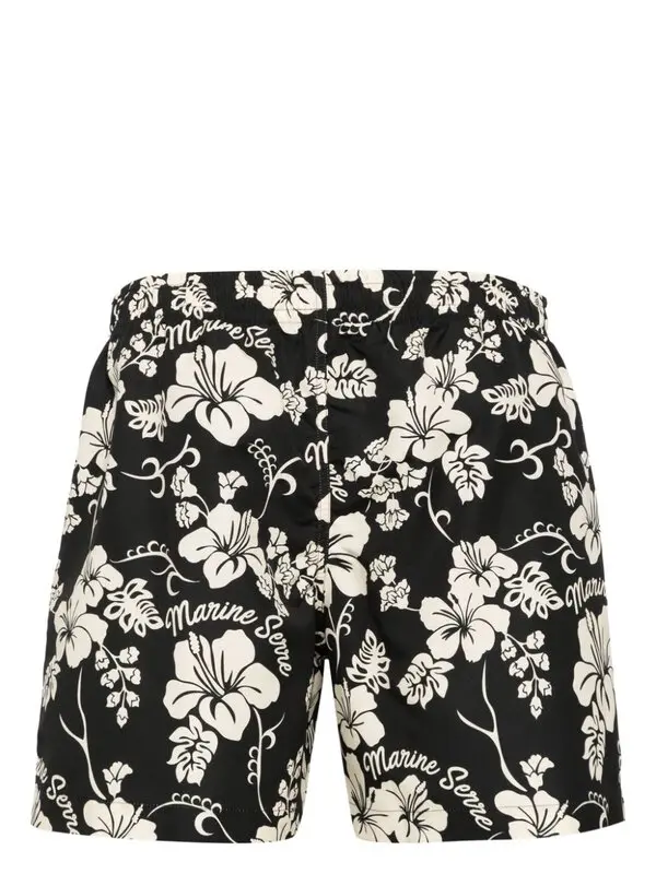 MARINE SERRE Hawaian-print Elasticated Swim Shorts