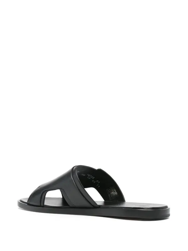 Santoni Double-buckle Leather Sandals - Black