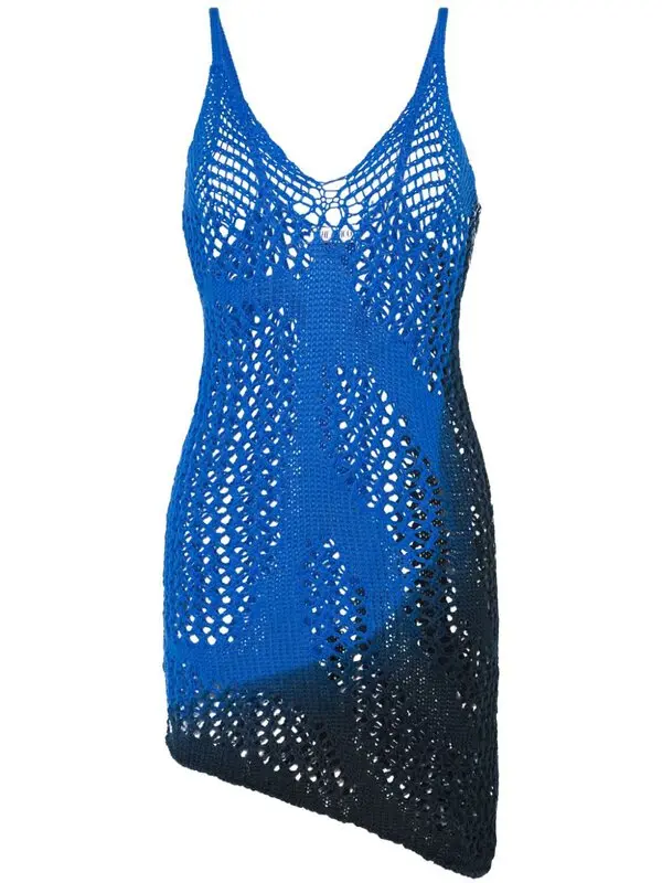 Attico Crochet-knit Mini Dress - Blue