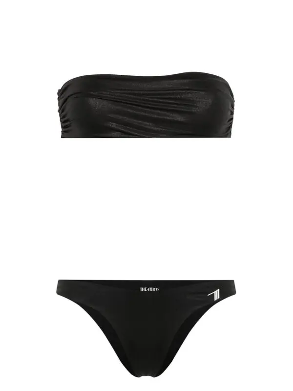 Attico Rubberised-logo Bandeau Bikini - Black