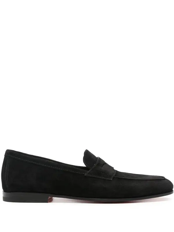 Santoni Carlo Suede Loafers - Black