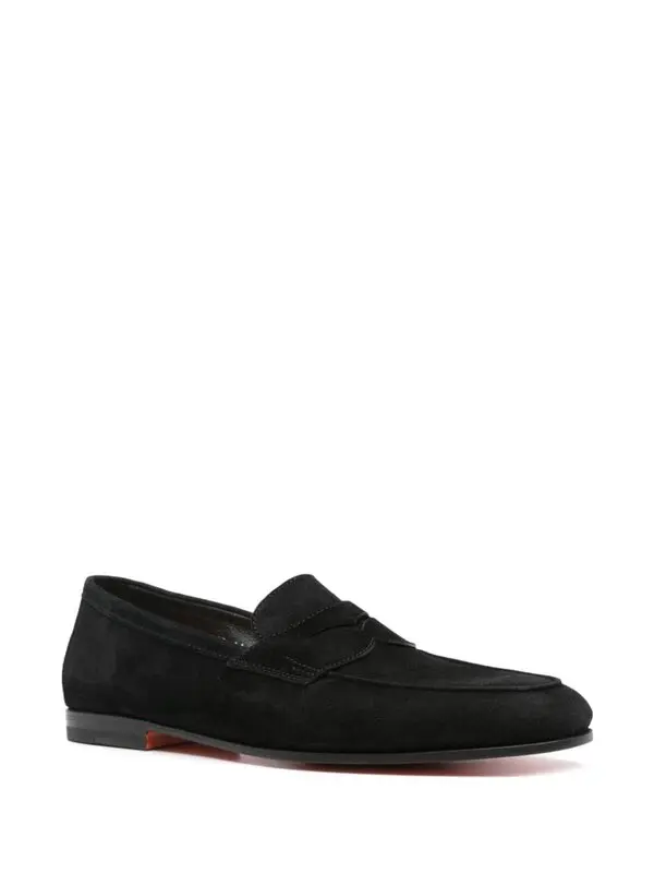 Santoni Carlo Suede Loafers - Black