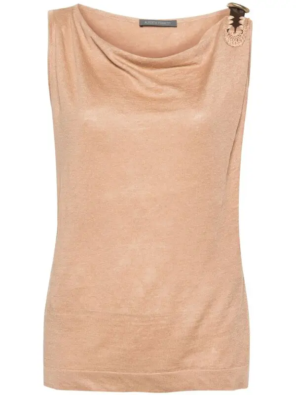 Alberta Ferretti Belted Shoulder Tank Top