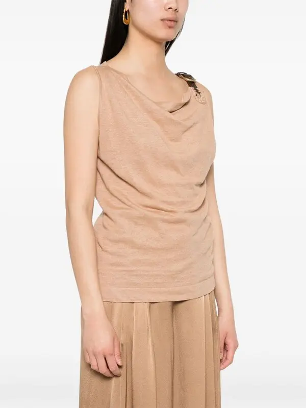 Alberta Ferretti Belted Shoulder Tank Top