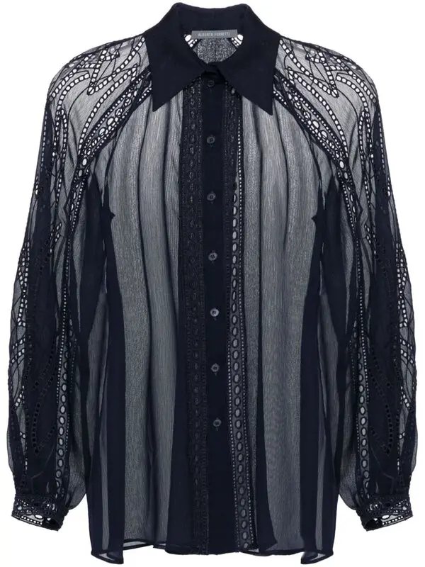 Alberta Ferretti Lace-trimmed Chiffon Shirt