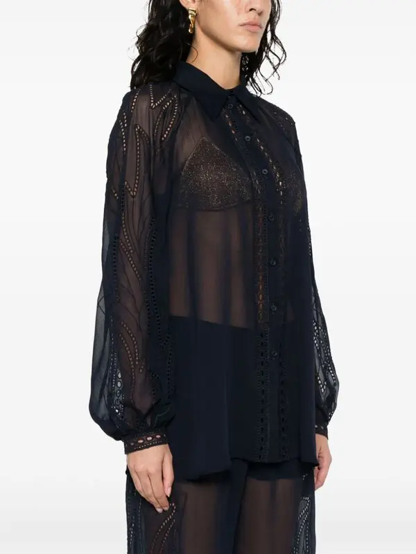 Alberta Ferretti Lace-trimmed Chiffon Shirt