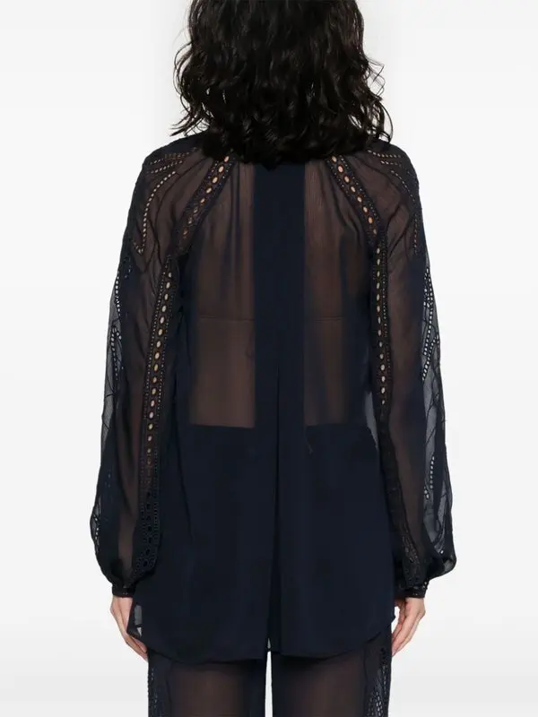 Alberta Ferretti Lace-trimmed Chiffon Shirt