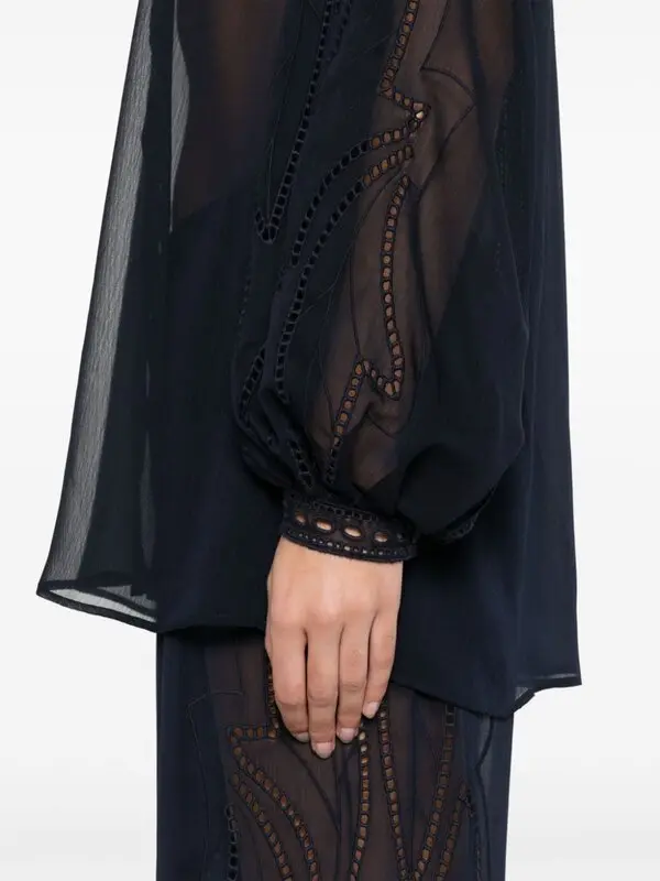 Alberta Ferretti Lace-trimmed Chiffon Shirt