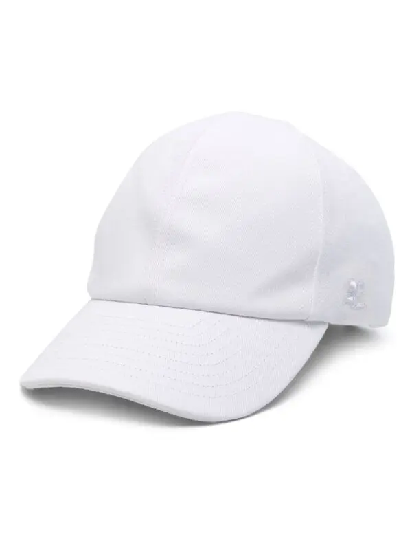 COURREGES Embroidered Logo Twill Cap - White